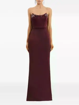 Rebecca Vallance Alora Strapless Embellished Maxi Dress - Red
