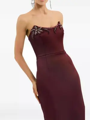 Rebecca Vallance Alora Strapless Embellished Maxi Dress - Red