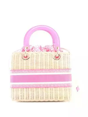 Dior Lady Wicker And Oblique Canvas Tote Bag