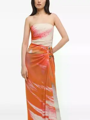 Simkhai Marble-print Strapless Top