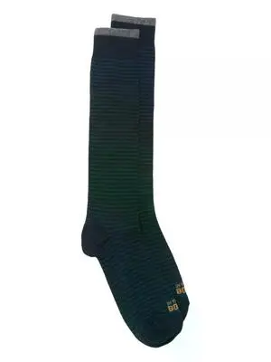 IN THE BOX Striped Socks With Ribbed Cuff - Blue