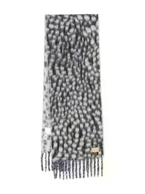 Fendi Dot-pattern Fringed Scarf - Black
