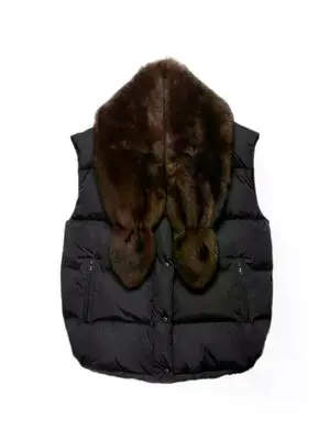 Prada Shearling Triangle-logo Down Gilet - Black