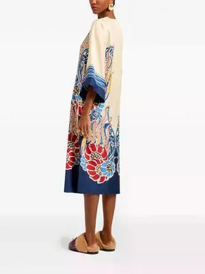 La DoubleJ The Kaftan Floral Midi Dress - Neutrals