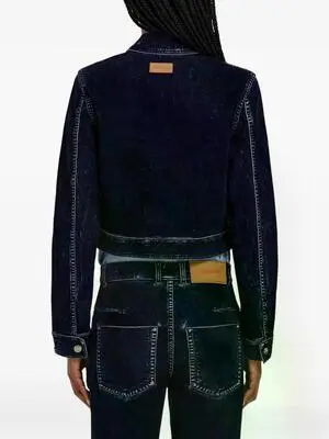 FERRAGAMO Flap-pocket Belted Cropped Jacket - Blue