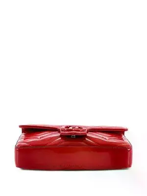 Gucci Gg Marmont Flap Bag Matelasse Patent Mini Crossbody - Red