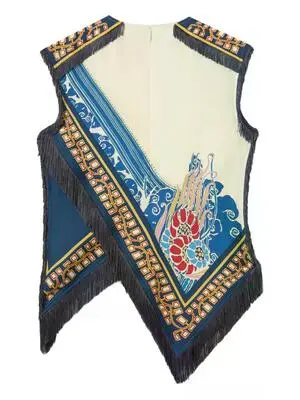 La DoubleJ Fringed Scarf Top - Blue