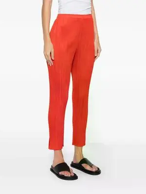 Issey Miyake Pleated Straight Leg Trousers - Red