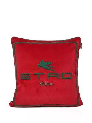 Etro Logo-embroidered Cushion - Red