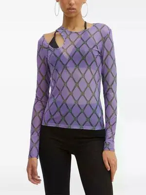 Hugo Chain-print Top With Cut-out Detail