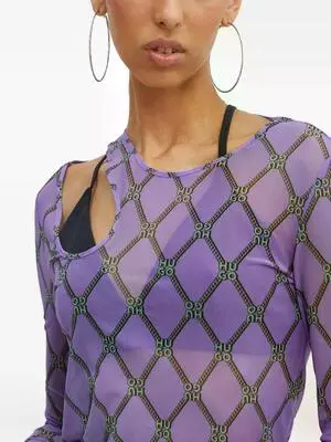 Hugo Chain-print Top With Cut-out Detail