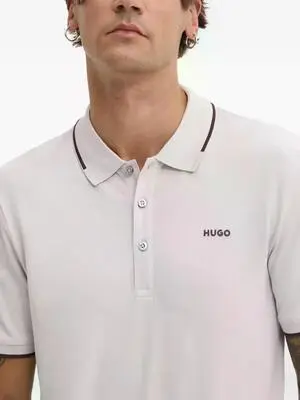 Hugo Button Contrast-trim Polo Shirt
