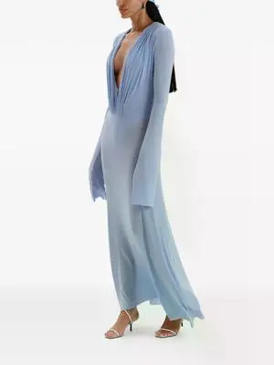 MANURI Suki Long-sleeve Draped Dress - Blue