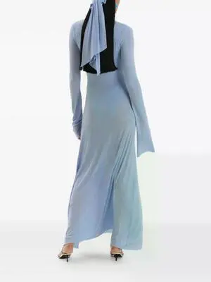 MANURI Suki Long-sleeve Draped Dress - Blue