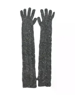 Brunello Cucinelli Sequin Embellished Gloves - Grey