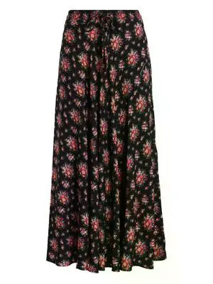 Black Floral Midi Skirts