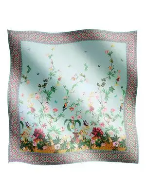 La DoubleJ Floral-print Border Pareo - Blue