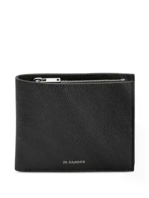 JIL SANDER Grained Embossed Logo Leather Wallet - Black