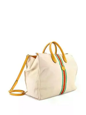 Gucci Foldable Web Canvas And Leather Large Tote Bag