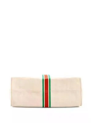 Gucci Foldable Web Canvas And Leather Large Tote Bag