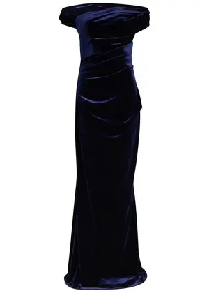 Talbot Runhof Off-the-shoulder Velvet Gown