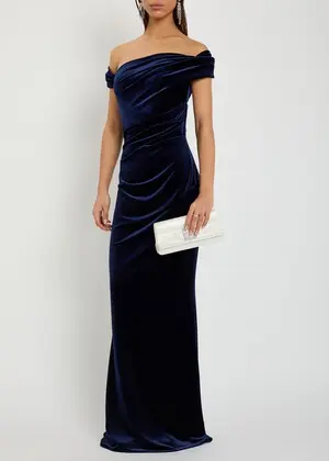 Talbot Runhof Off-the-shoulder Velvet Gown