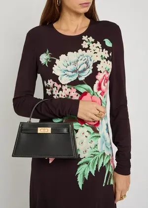 Tory Burch Lee Radziwill Mini Pebbled Leather Top Handle Bag