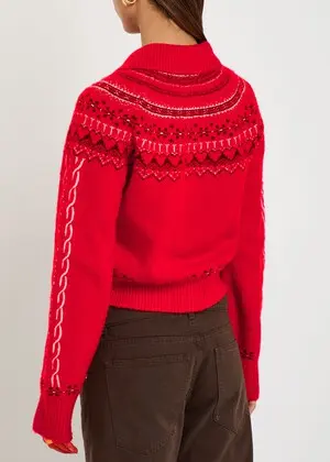 Guest In Residence Cloud Chalet Fair Isle Wool-blend Cardigan - Red