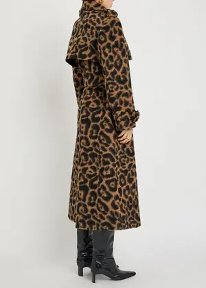 Simkhai Brushed Wool-blend Trench Coat - Leopard