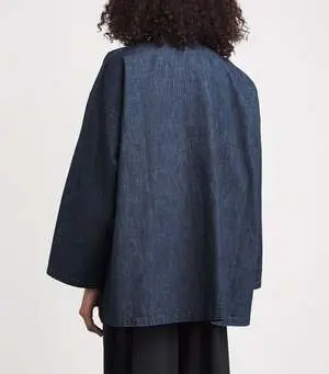 Eskandar Denim Double Stand-collar Shirt