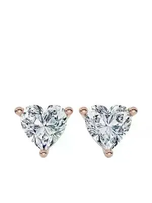 TILLA 14k Rose Gold Heart Diamond Stud Earrings - Pink