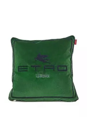 Etro Logo-embroidered Cushion - Green