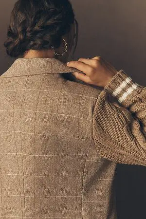 Avec Les Filles Sweater Mix Wool Blend Plaid Blazer Jacket