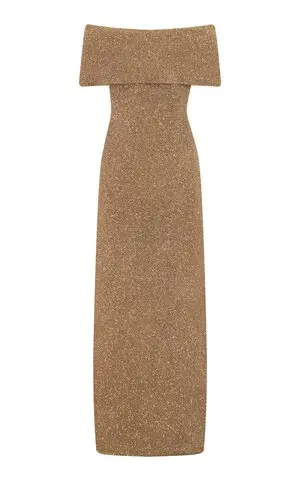 Lela Rose Deedie Sequined Knit Gown