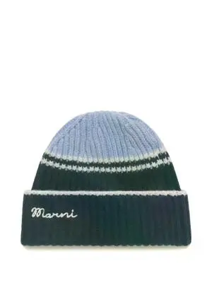 Marni Striped Color-block Beanie - Blue