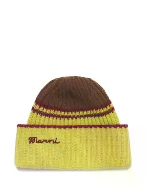 Marni Colour-block Striped Beanie - Yellow
