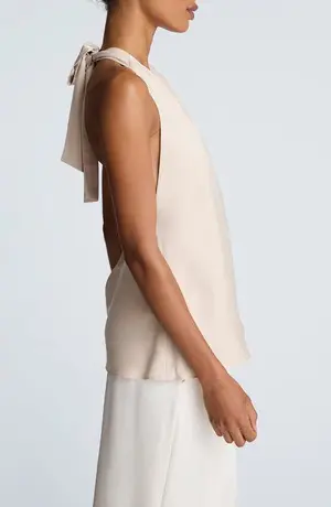 KENNETH COLE Crossover Tie Back Halter Blouse