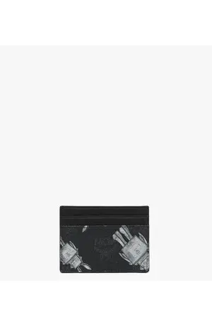 Mcm Aren Card Case In Rabot Visetos - Black