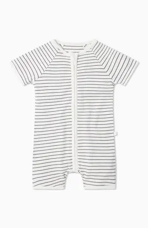 MORI Summer Zip-up Sleepsuit - Grey Stripe