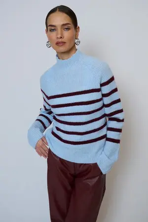 Central Park West Marley Striped Funnel Neck