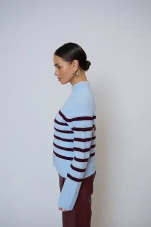 Central Park West Marley Striped Funnel Neck