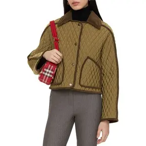 Burberry Cropped Quilted Nylon Floriston Jacket - Willow Brown