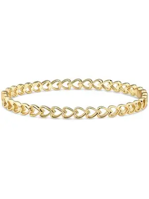 DEVATA Open Heart Bangle Bracelet In Gold Plated Sterling Silver - Yellow Gold