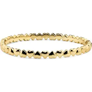 DEVATA Sweet Heart Eternity Bangle Bracelet In Gold Plated Sterling Silver - Yellow Gold