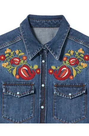 FORTELA Brigitter Embroidered Denim Shirt