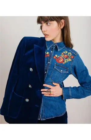 FORTELA Brigitter Embroidered Denim Shirt