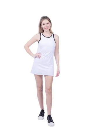 LEZAT Organic Cotton Active Mini Dress - White/black
