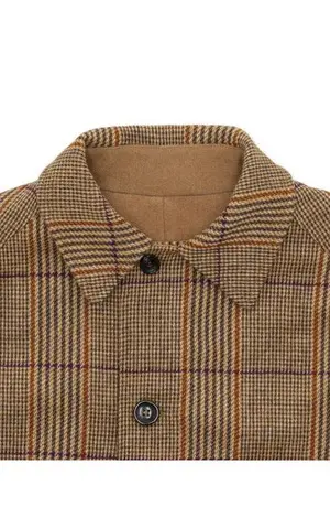 FORTELA Stanford Check Wool Double-faced Single-breasted Coat - Beige