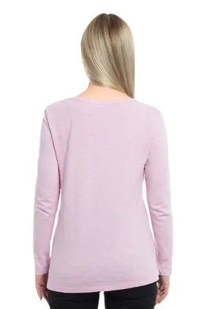WILT CLOTHING Wide Neck Long Sleeve Tee - Mauve Mist