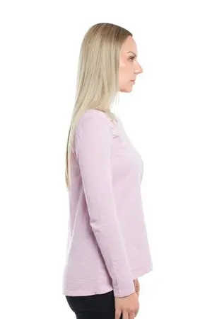 WILT CLOTHING Wide Neck Long Sleeve Tee - Mauve Mist